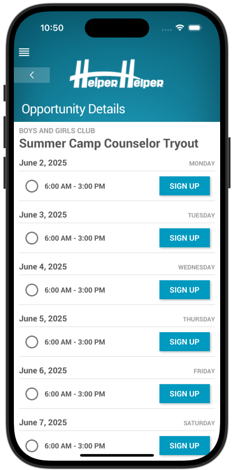 Recurring Events for your Volunteer Management App | Helper Helper